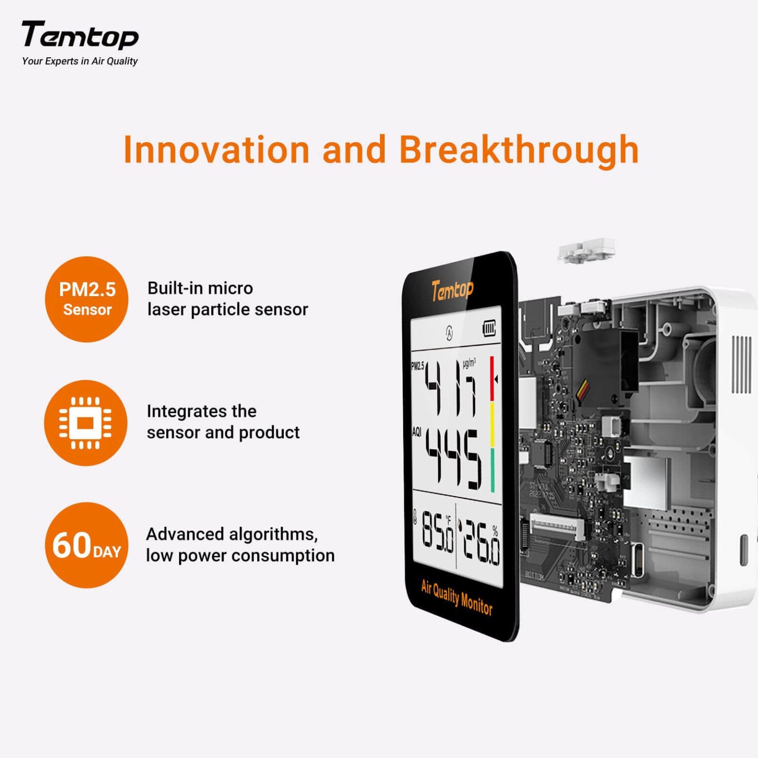Temtop S1 - Indoor Air Quality Monitor (PM2.5, AQI, Humidity ...